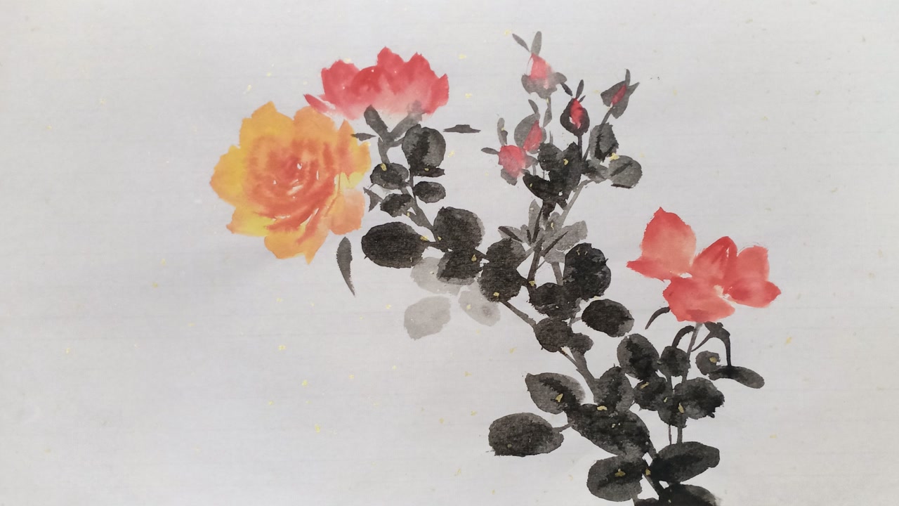 写意月季花 月季花写意画 大山谷图库