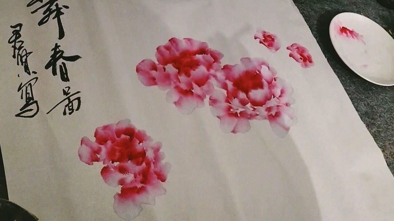 国画牡丹花画法：详细零基础入门画牡丹教学过程，一起画牡丹！ 腾讯视频
