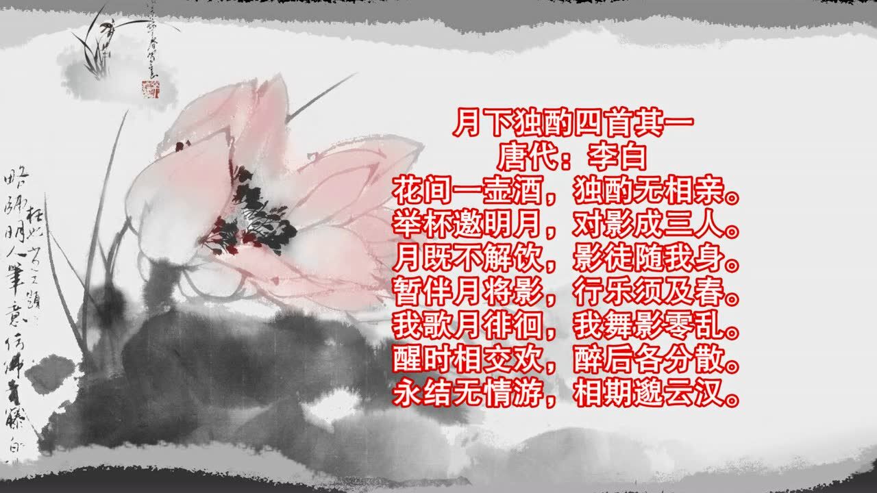 李白《月下独酌四首其一》高清1080p在线观看平台腾讯视频