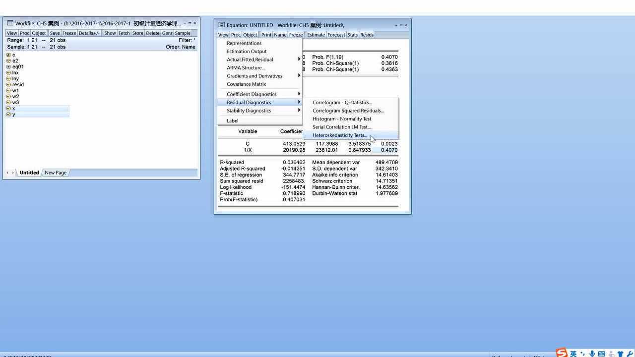 EVIEWS实例操作视频教程-异方差检验.mp_高清1080P在线观看平台_腾讯视频