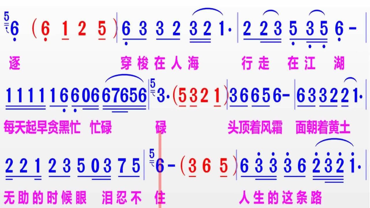 李英演唱《人生需自渡》的动态简谱教学简谱高清1080p在线观看平台腾讯视频