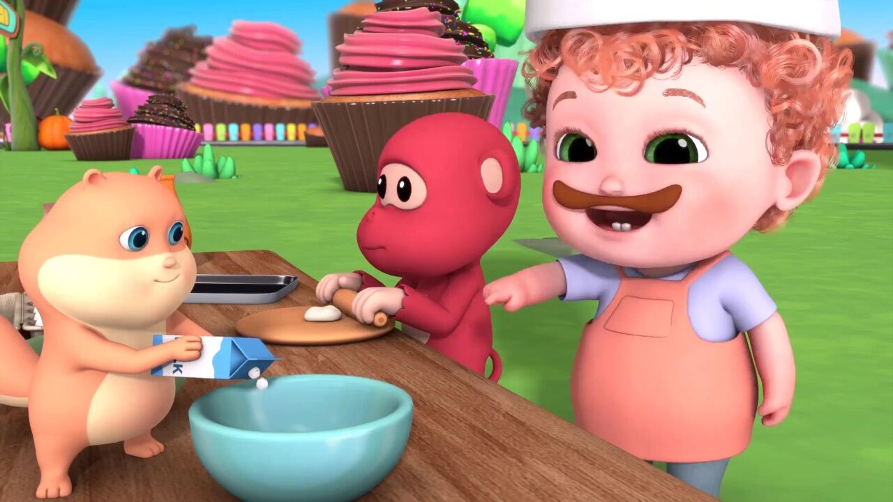 全能宝贝BOBO之美食总动员：Muffin Man 美味松饼 和动物伙伴们一起来做松饼，宝宝英文儿歌_腾讯视频