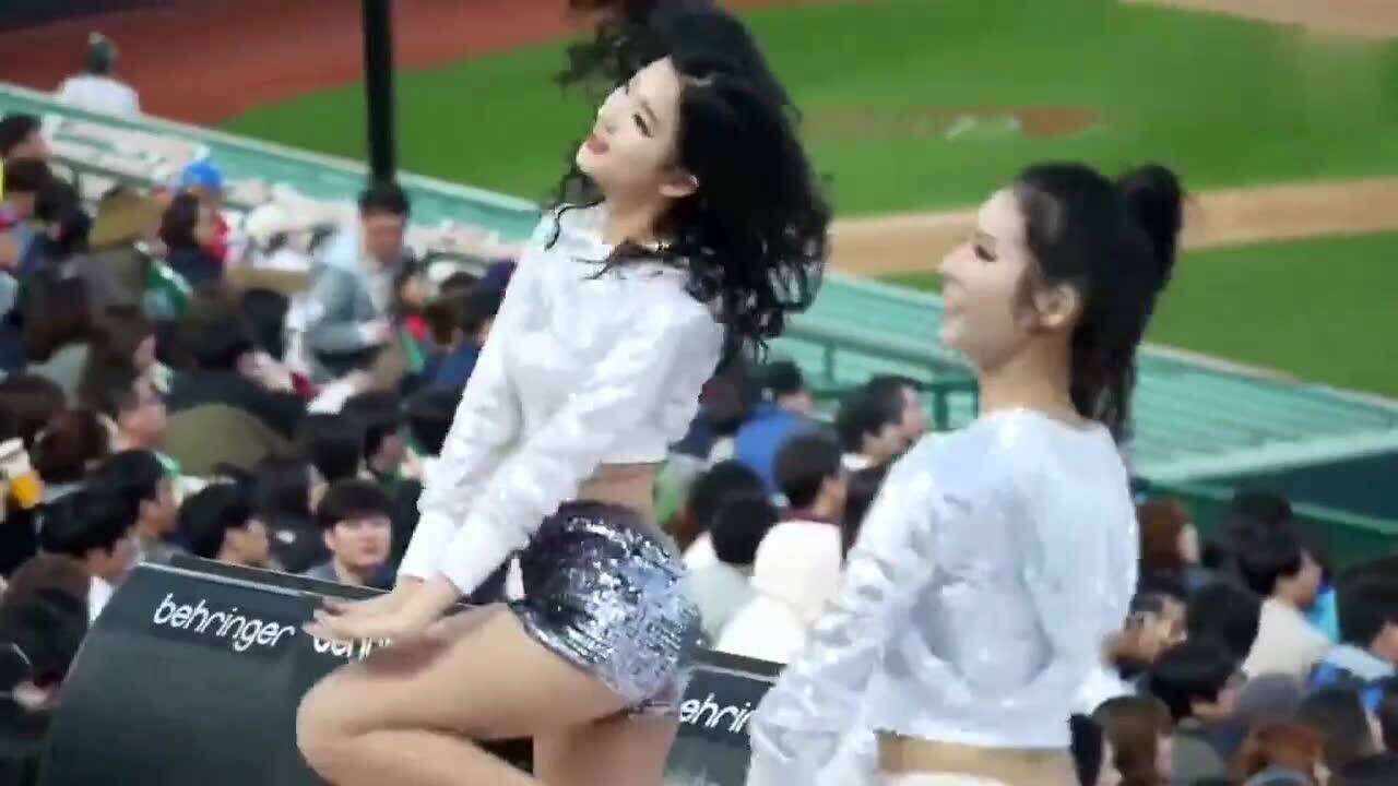韩国棒球拉拉队，美女们的中场热舞 。_腾讯视频