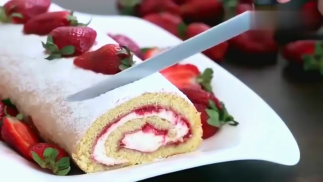 草莓瑞士卷蛋糕：晚餐的最佳搭配，高颜值又美味，简单几步就能搞定_高清1080P在线观看平台_腾讯视频