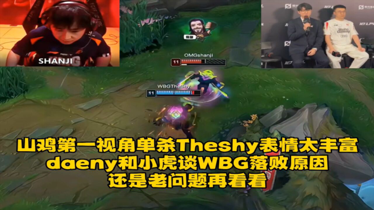 山鸡第一视角单杀Theshy表情太丰富，daeny和小虎谈WBG落败原因，还是老问题_腾讯视频