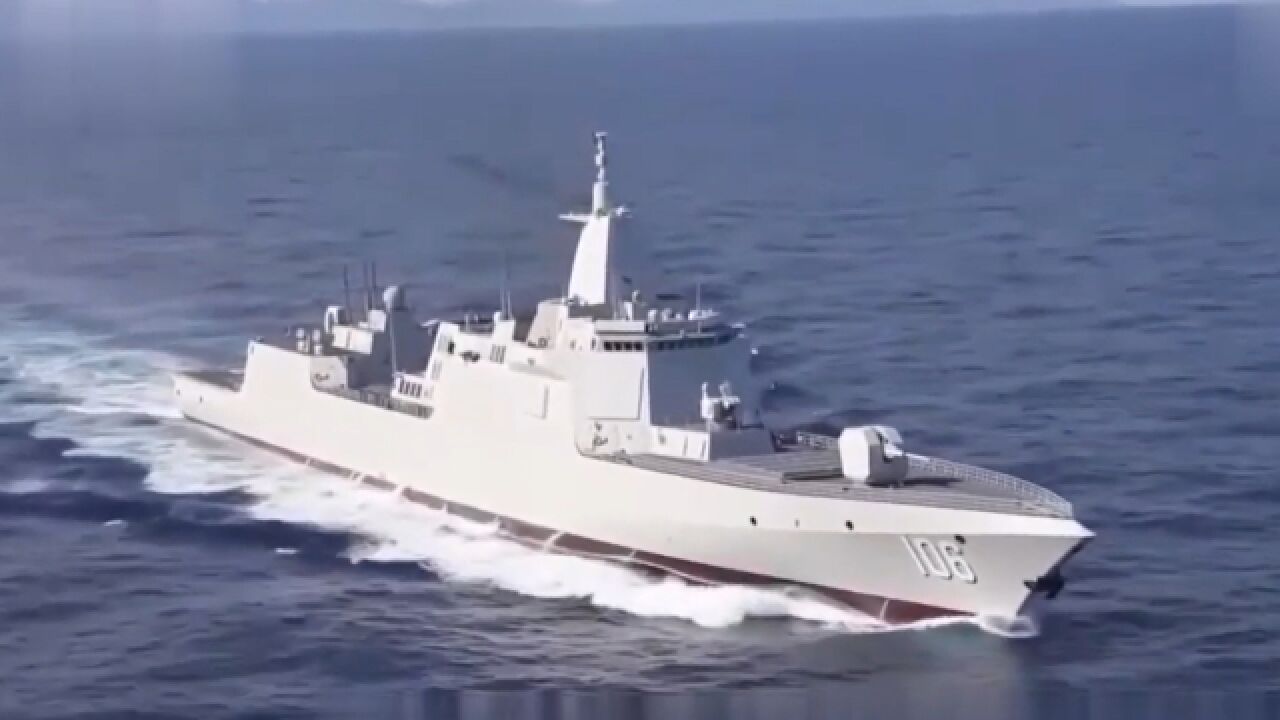 055延安舰最新画面！万吨大驱海面“画煎饼”已完成多项训练考核_腾讯视频