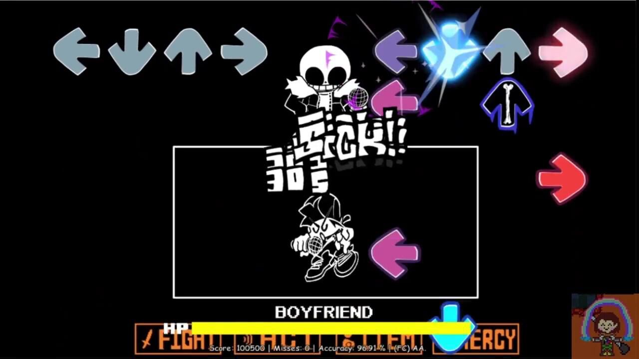 周五放克夜：IndieCross!BF对战Sans，Sans怒开审判眼？_腾讯视频