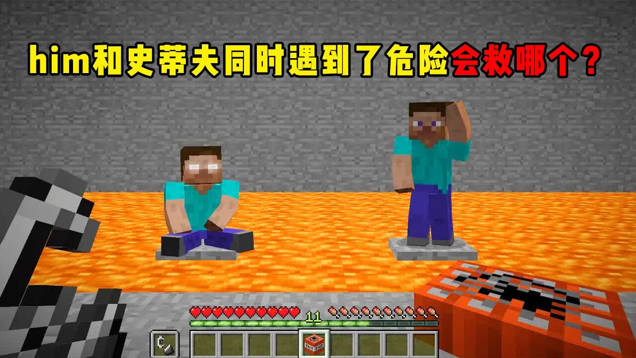 我的世界：him和史蒂夫同时遇到了危险，你会救他们吗？_高清1080P在线观看平台_腾讯视频