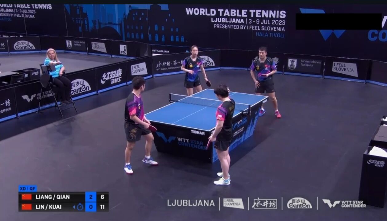 WTT球星挑战赛卢布尔雅那站混双1/4决赛梁靖崑/钱天一3-2林诗栋/蒯曼_腾讯视频