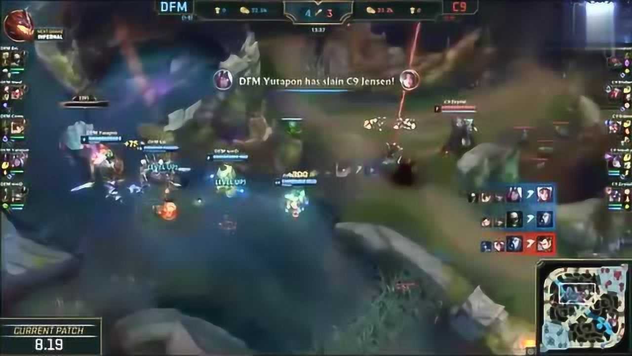 英雄联盟S8世界赛：日本赛区DFM双龙汇被C9团灭翻盘，43分钟苦战局_腾讯视频