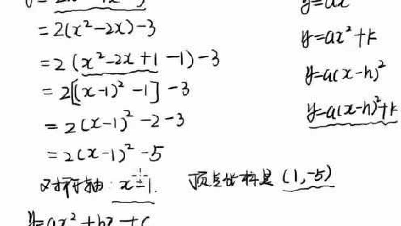 配方法求二次函数一般式的顶点 腾讯视频