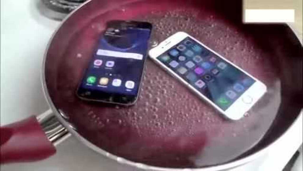 把三星S7和iPhone6S放到热水里煮一下，看看哪个会先坏？_腾讯视频