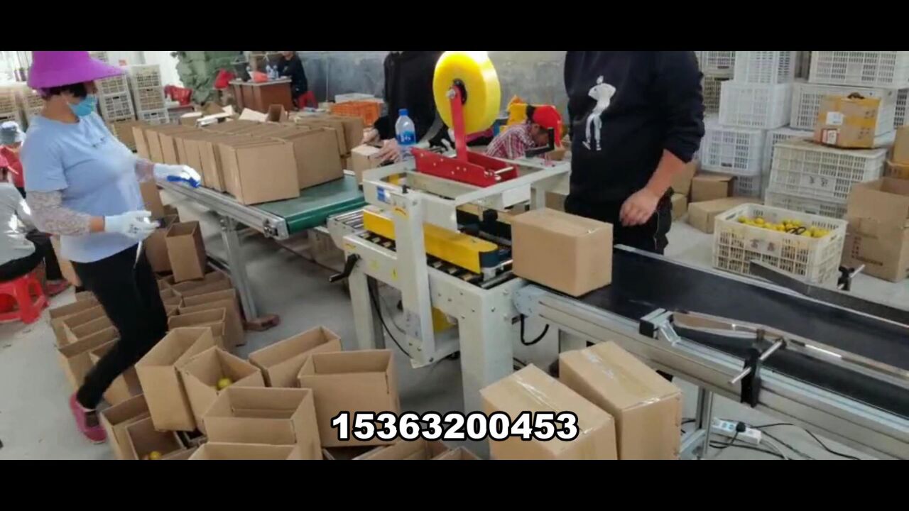 电商全自动打包贴单机快递盒自动十字封箱机贴单机腾讯视频 