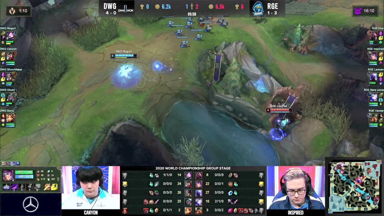 LOLS10小组赛第6日第3场DWGvsRGE：RGE三人包夹卡牌遭反包_腾讯视频