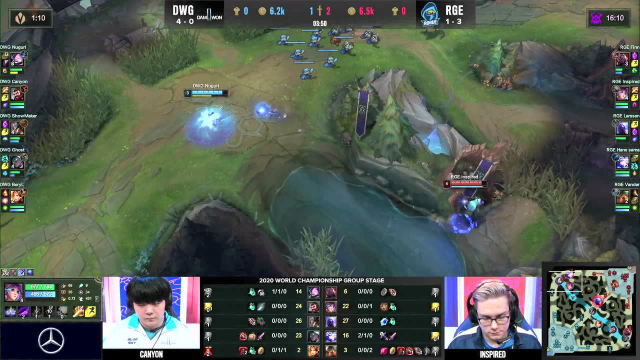 LOL S10小组赛第6日第3场 DWG vs RGE：RGE三人包夹卡牌遭反包_腾讯视频