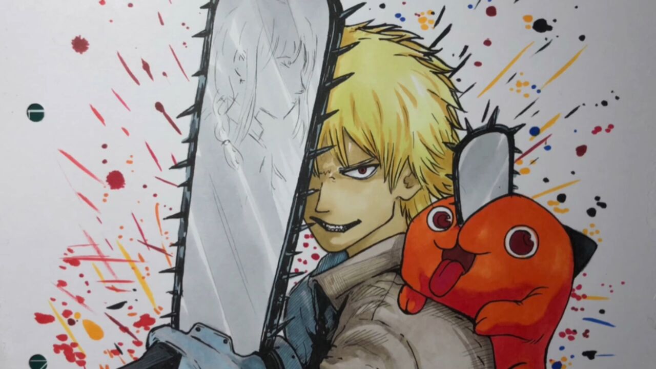 电锯人动漫人物电次还可以这样上色。_腾讯视频