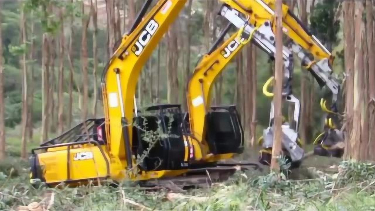 现代化伐木收割机集合，林业机器_腾讯视频