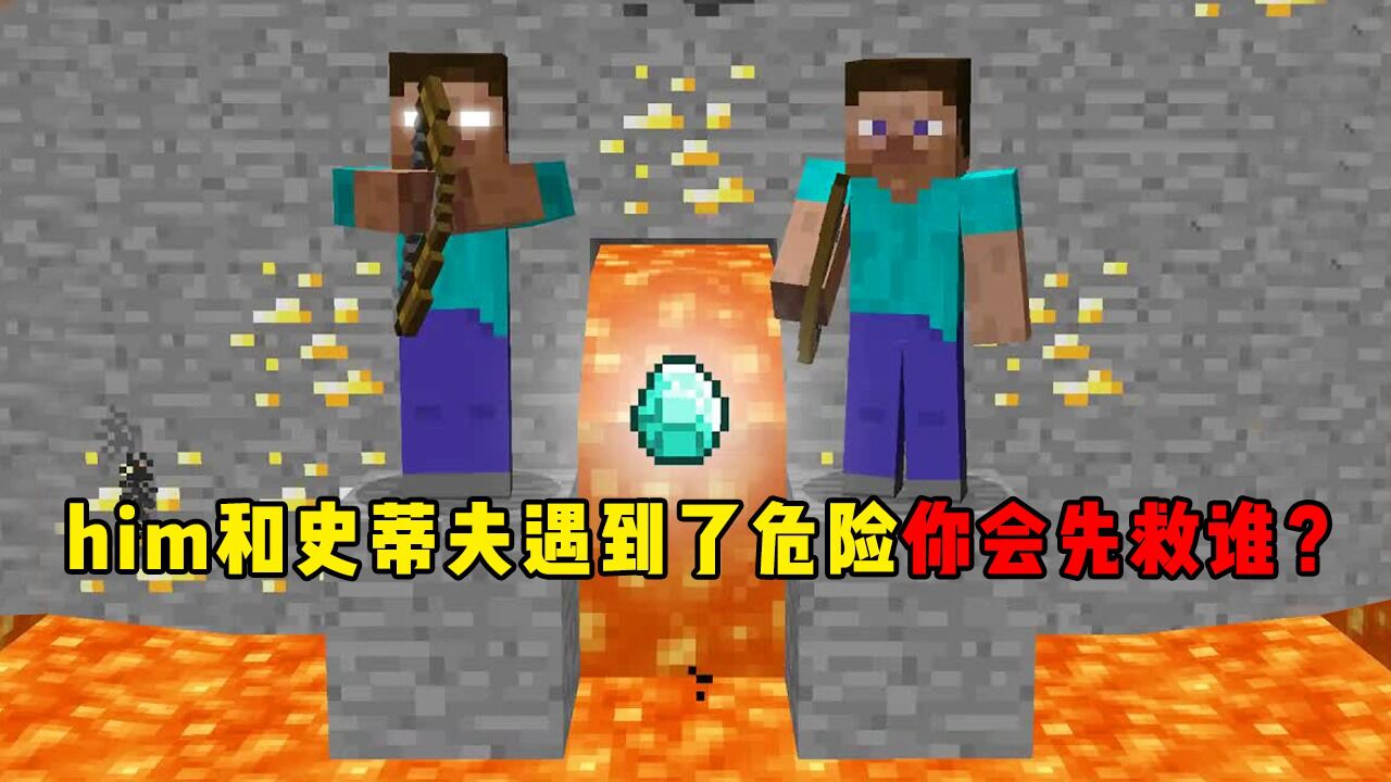 我的世界：him和史蒂夫遇到了危险，你会先救哪个？_腾讯视频