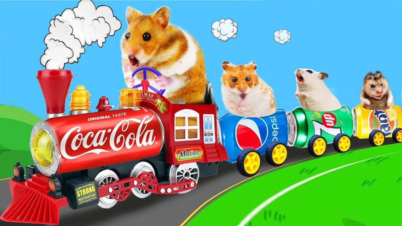 仓鼠大冒险：仓鼠用回收材料制作可口可乐火车玩具，它真聪明啊！_腾讯视频