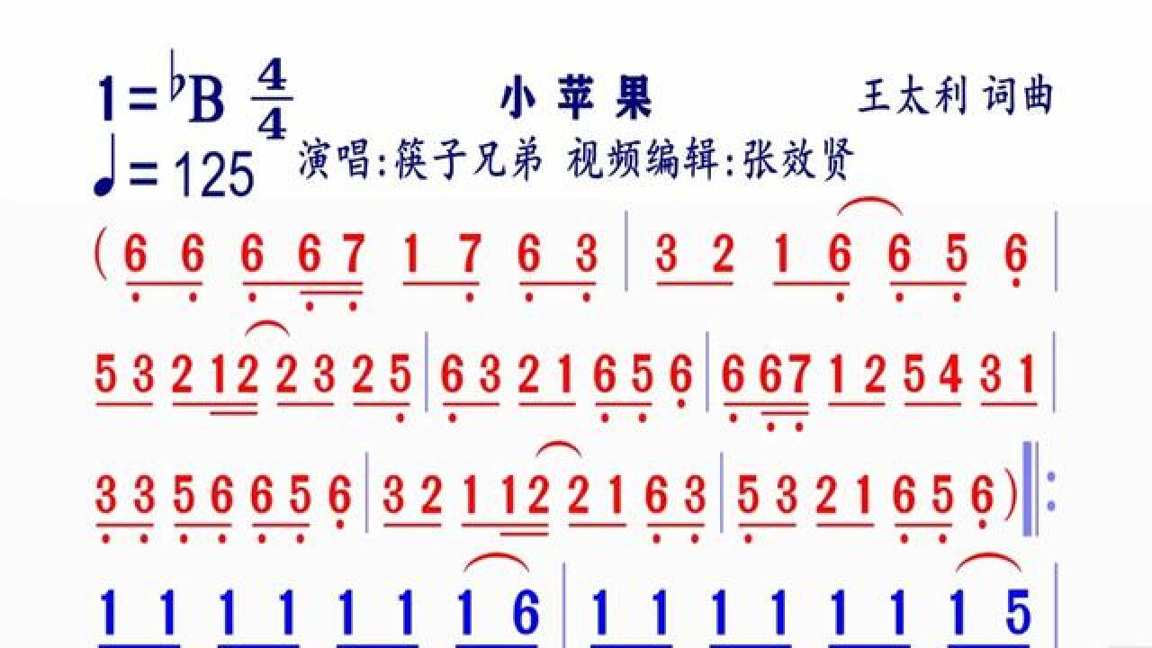 《小苹果》动态简谱 高清1080p在线观看平台 腾讯视频