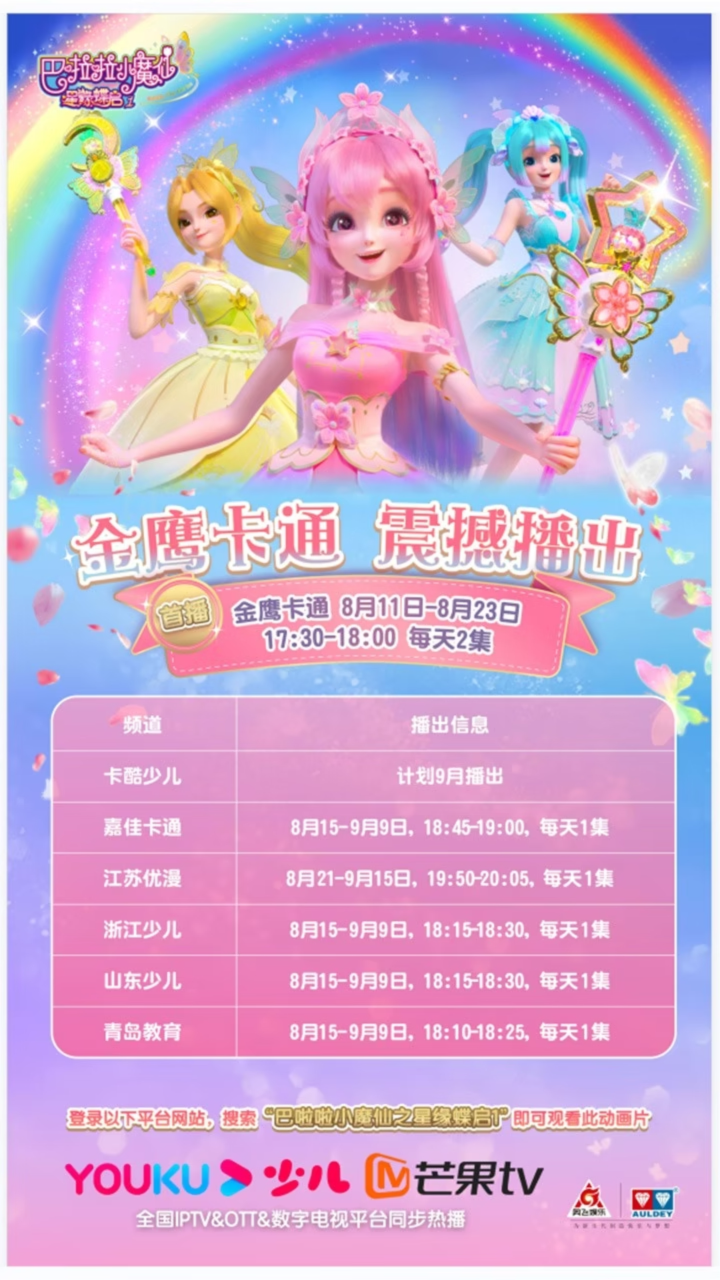《巴啦啦小魔仙之星缘蝶启1》今日开播啦!媒体1700优酷,芒果,全国iptvandott同步播出,搜 巴啦啦小魔仙之星缘蝶启”即可观看!高清1080p在线观看平台腾讯视频