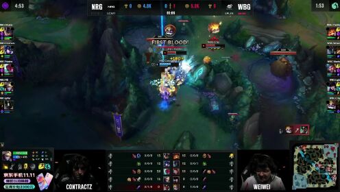 2023英雄联盟全球总决赛_英雄联盟S13淘汰赛NRG0-3WBG_IgNar卡尔玛冒失进草反被开Weiwei大树助攻大头拿下一血_高清 ...