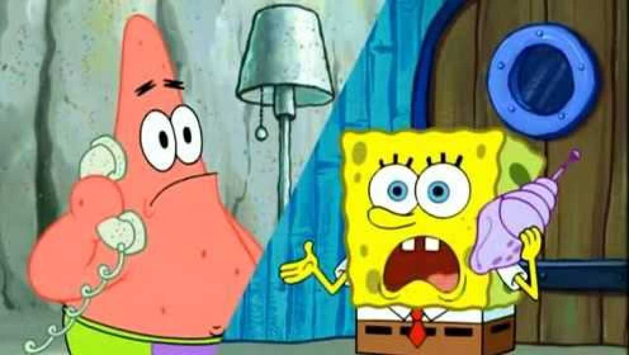 海绵宝宝： 海绵宝宝派大星打电话，挖地道为了连接它们两个的家！_腾讯视频