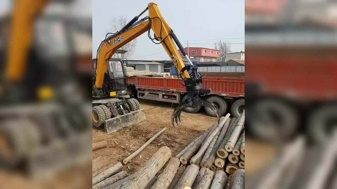 建筑工地抓钢机园林机械抓夹木器旋转装卸抓夹木器_高清1080P在线观看平台_腾讯视频