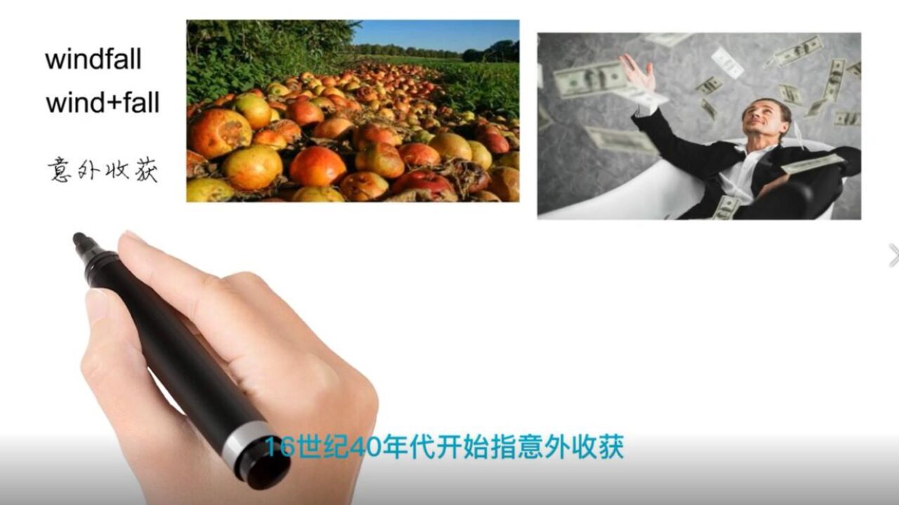 英语思维解密，为什么receive a windfall表示得到意外之财，轻松学英语_腾讯视频