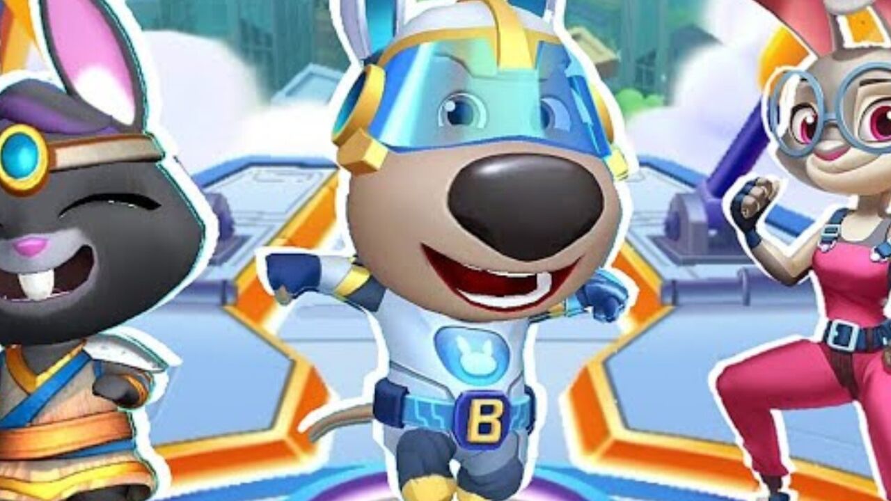 汤姆猫跑酷游戏小红兔联合狗狗本以及贝卡兔一起挑战森林跑酷_腾讯视频