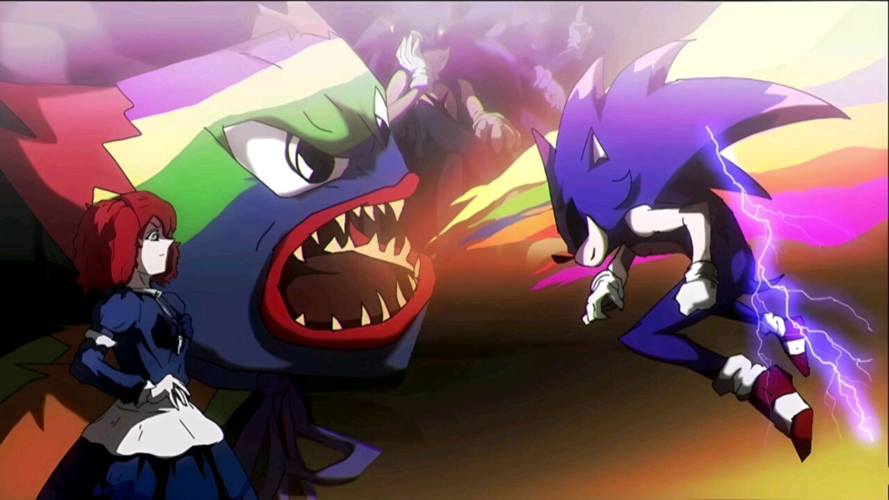巨型彩虹拥抱雾姬vs 索尼克.EXE x彩虹之友波比播放时间，FNF动画_腾讯视频