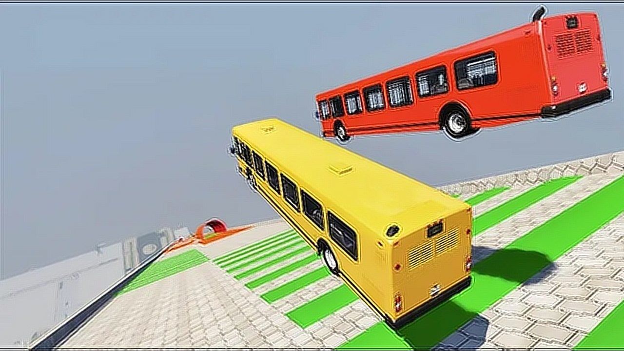 大巴车，越野车和奥迪Q5，从900米减速带斜坡上冲下去，车祸模拟器_高清1080P在线观看平台_腾讯视频